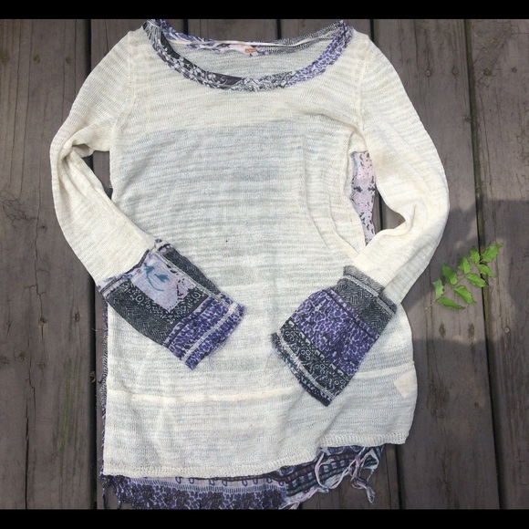 Free People | Tops | Free People Fringe Boho Scarf Print Top 25 | Poshmark